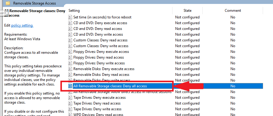 How to disable all removable media from Windows 10